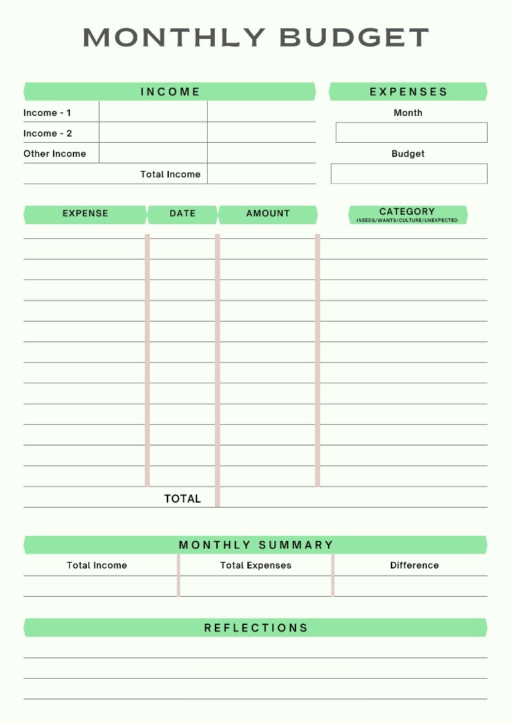 Monthly Budget Template - Free Printable Budget Planner (2026)